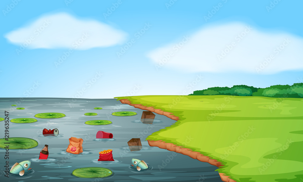 Throwing Garbage In The River Clipart