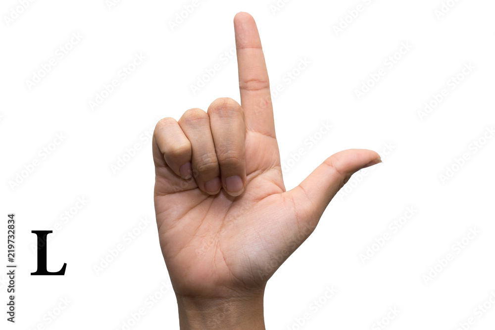 Finger Spelling the Alphabet in American Sign Language (ASL). Letter L ...