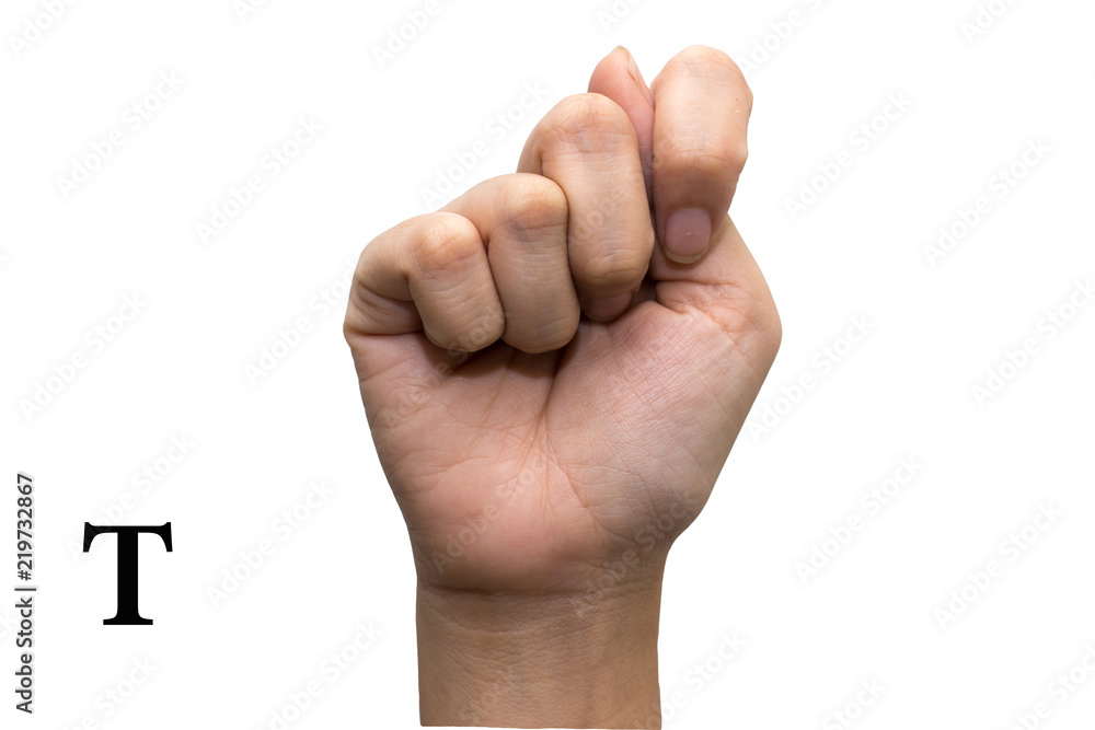 Finger Spelling the Alphabet in American Sign Language (ASL). Letter T ...