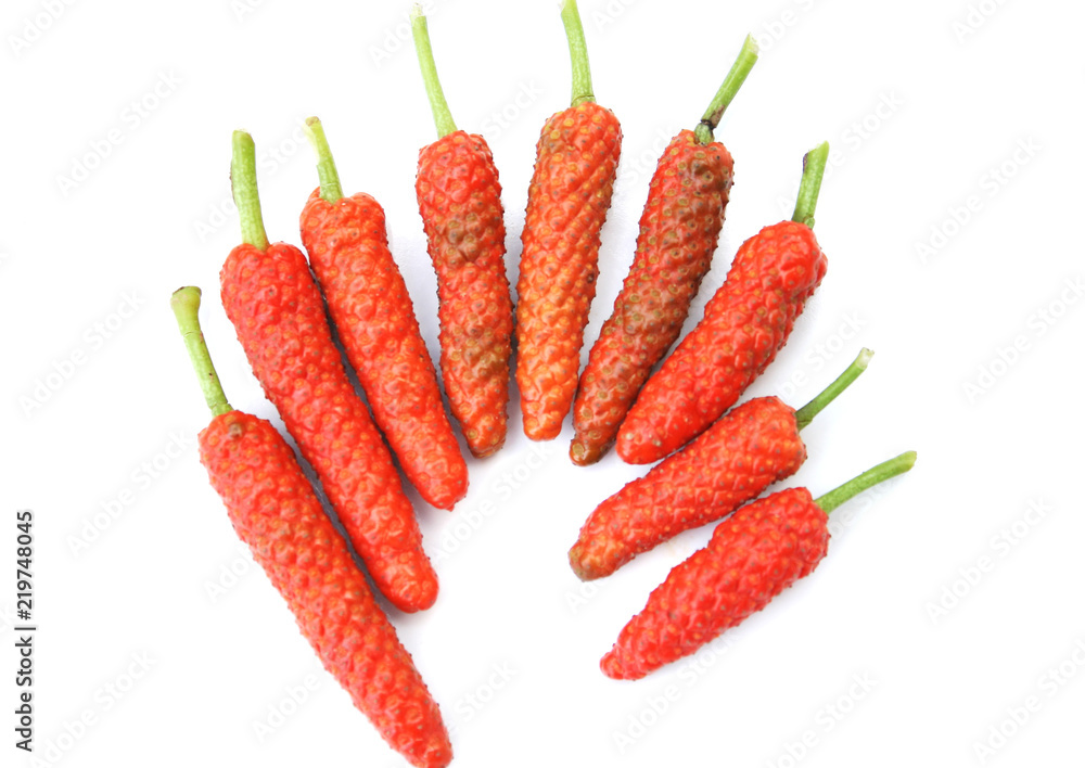 Top view fresh ripe piper longum isolated on white background,Long ...