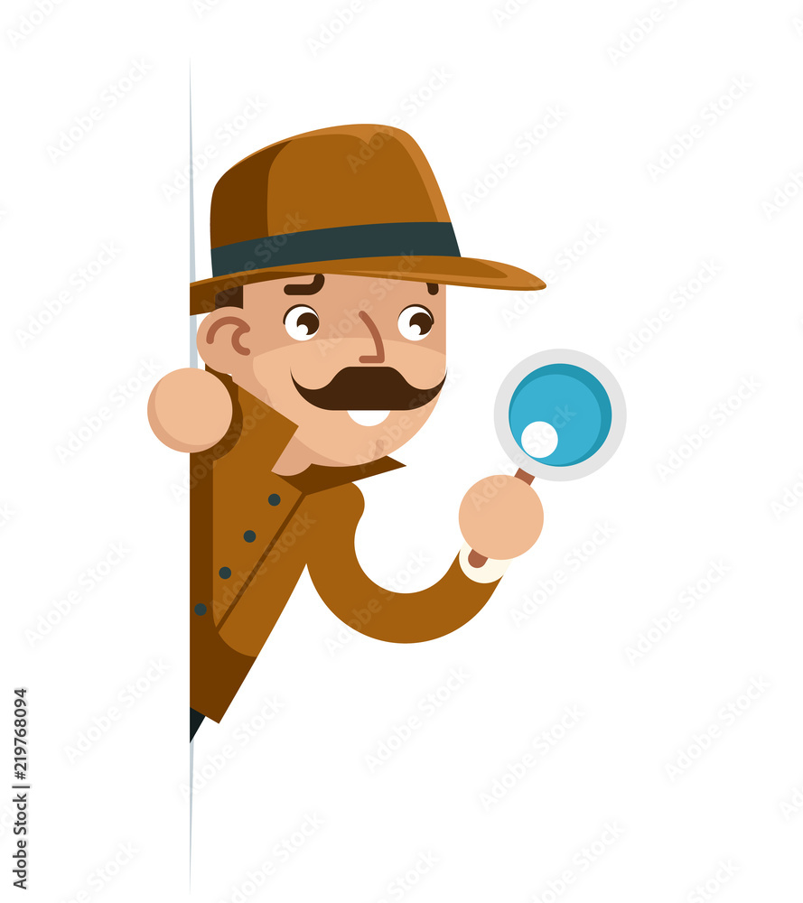 Snoop detective magnifying glass look peeking out of the corner cartoon ...