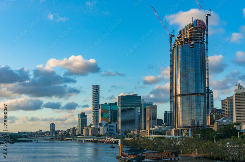 Brisbane cityscape with Pacific Motorway and Riverside Expressway over ...