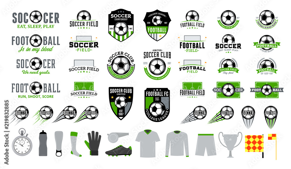 Set of vector football (soccer) club logo and icons Stock Vector ...