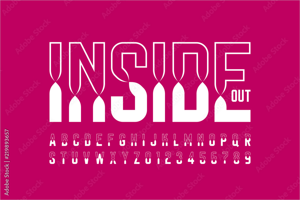 Colorful inside out font, alphabet letters and numbers Stock Vector ...