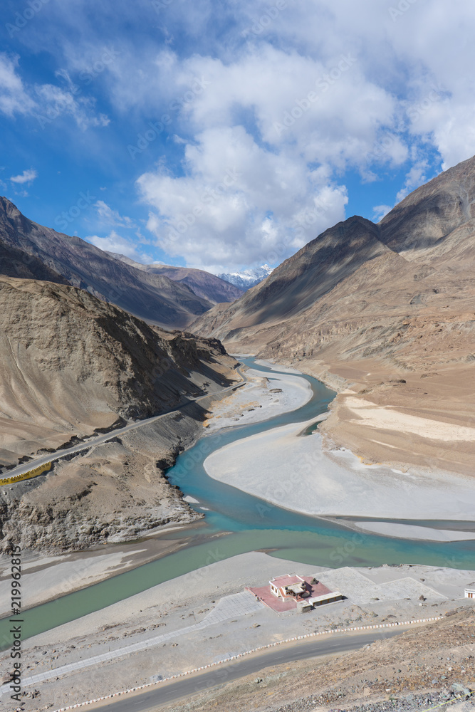 Confluence of the Indus and Zanskar Rivers are two different colors of ...