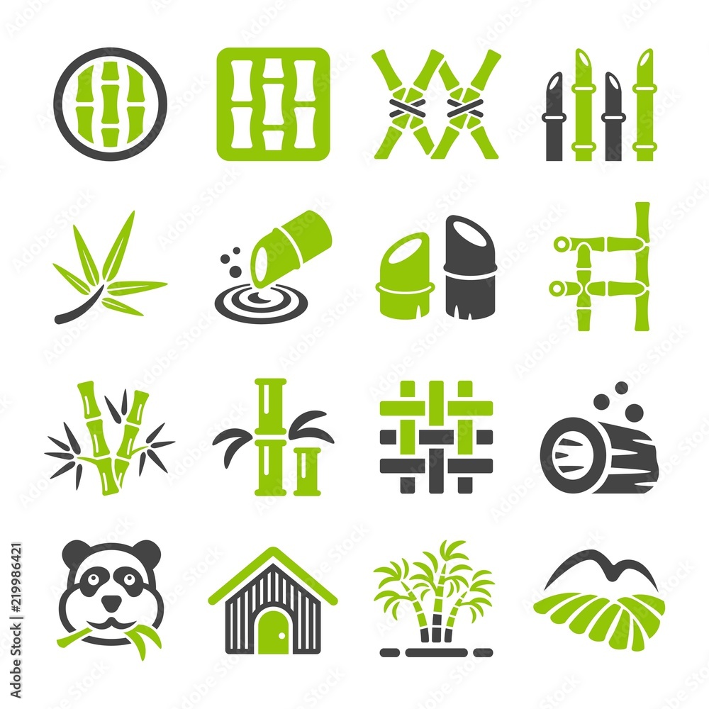 bamboo icon set Stock Vector | Adobe Stock