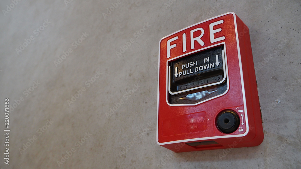 Emergency of Fire alarm system notifier or alert or bell warning ...