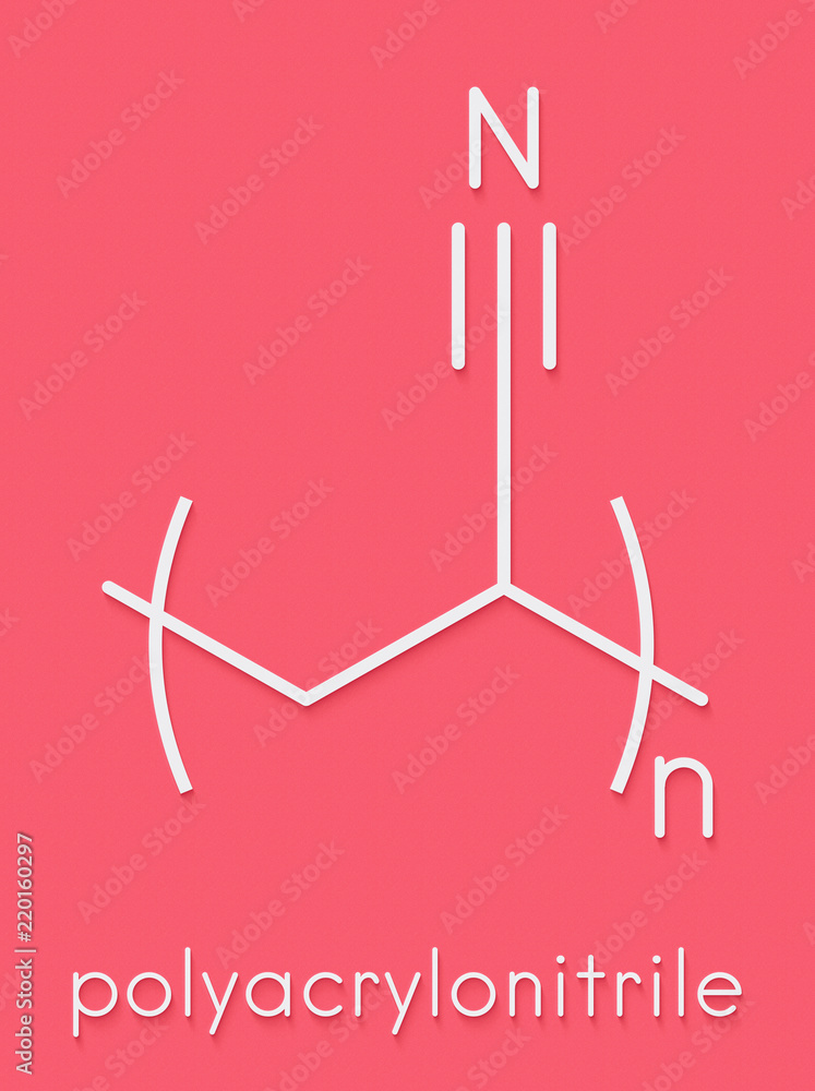 Polyacrylonitrile (PAN) polymer, chemical structure. Also used in ...