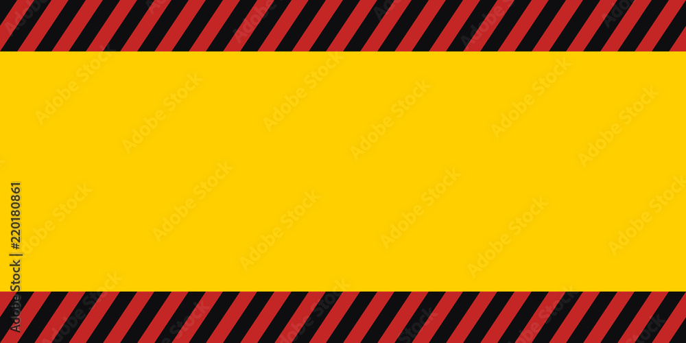 horizontal warning banner frame, red yellow black, diagonal stripes ...