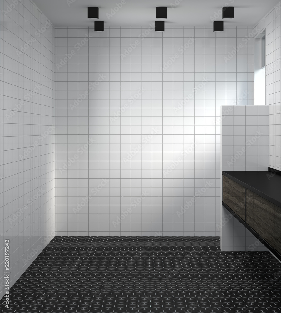 Empty room clean white wall 3d rendering modern bath room interior home ...
