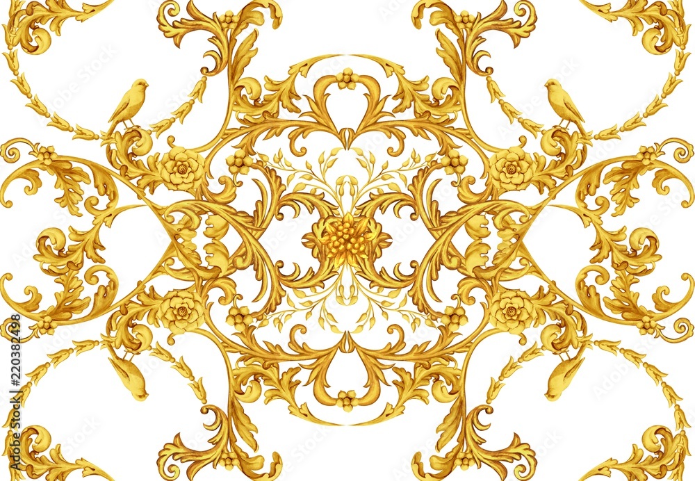 Golden baroque decorative composition Stock Illustration | Adobe Stock