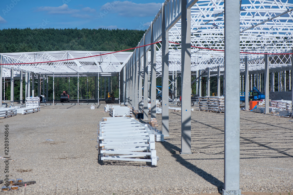 Industrial construction site of new commercial shopping mall in a city ...