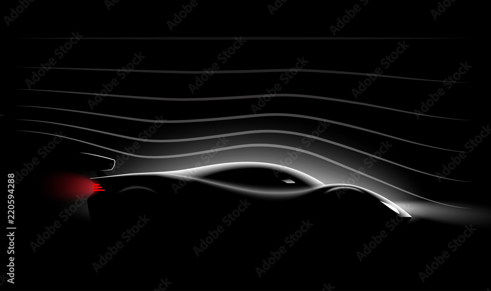 Aerodynamics of the Realistic sports car Stock Vector | Adobe Stock