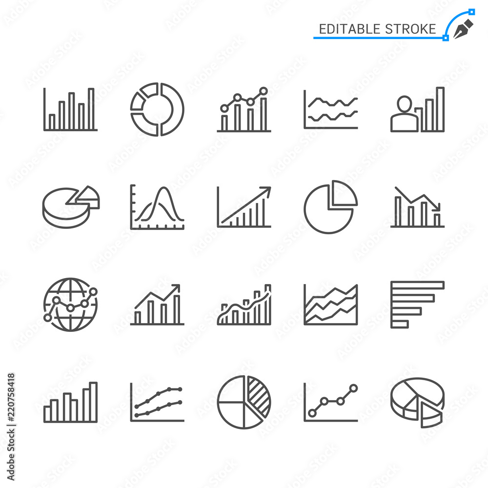 Statistics line icons. Editable stroke. Pixel perfect. Stock Vector ...