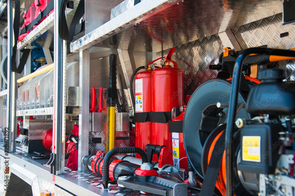 Rescue fire truck equipment Stock Photo | Adobe Stock