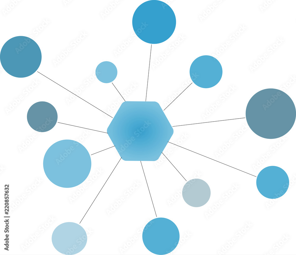 blue mind map network illustration icon Stock Illustration | Adobe Stock