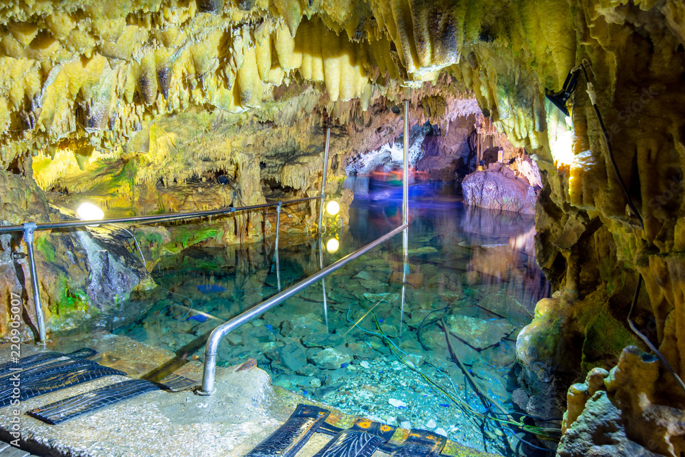 Foto de Stock The magnificent and majestic caves of Diros in Greece. A ...