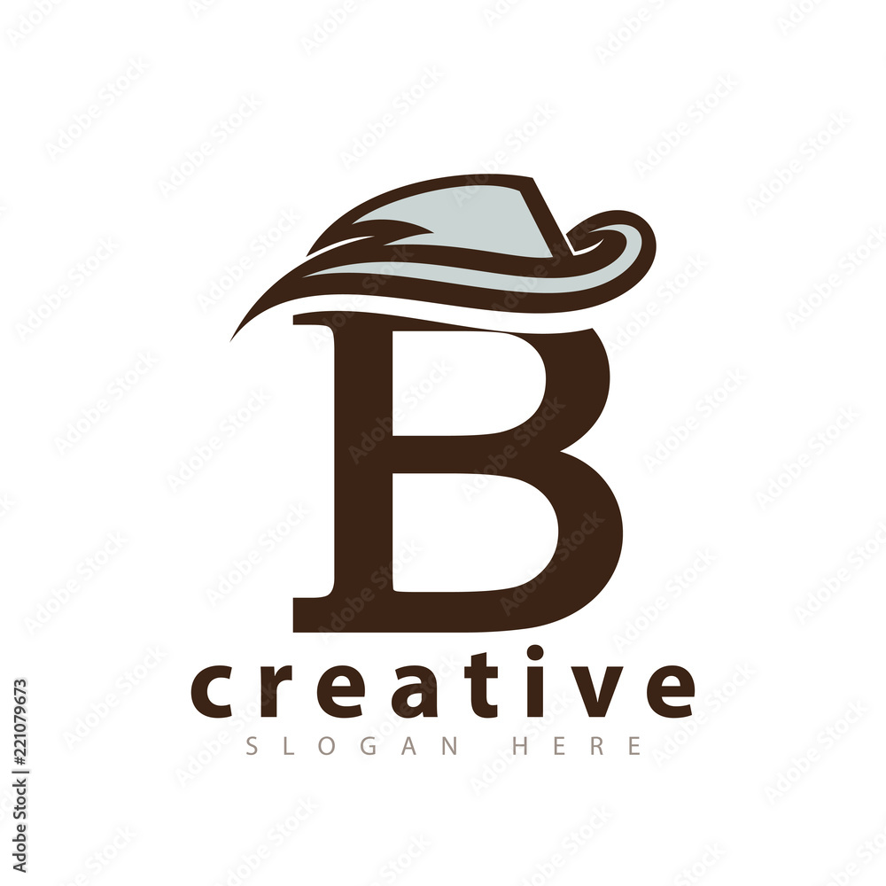 B letter with cowboy hat logo icon vector Stock Vector | Adobe Stock