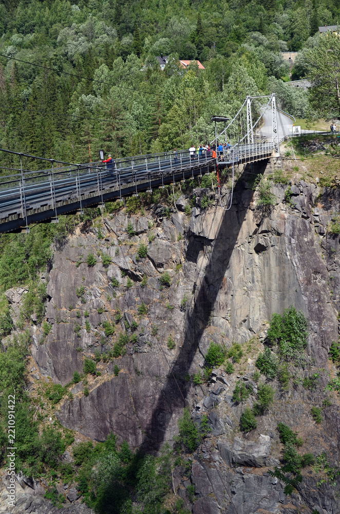 Photo Stock The famous suspension bridge over the valley to Vemork ...