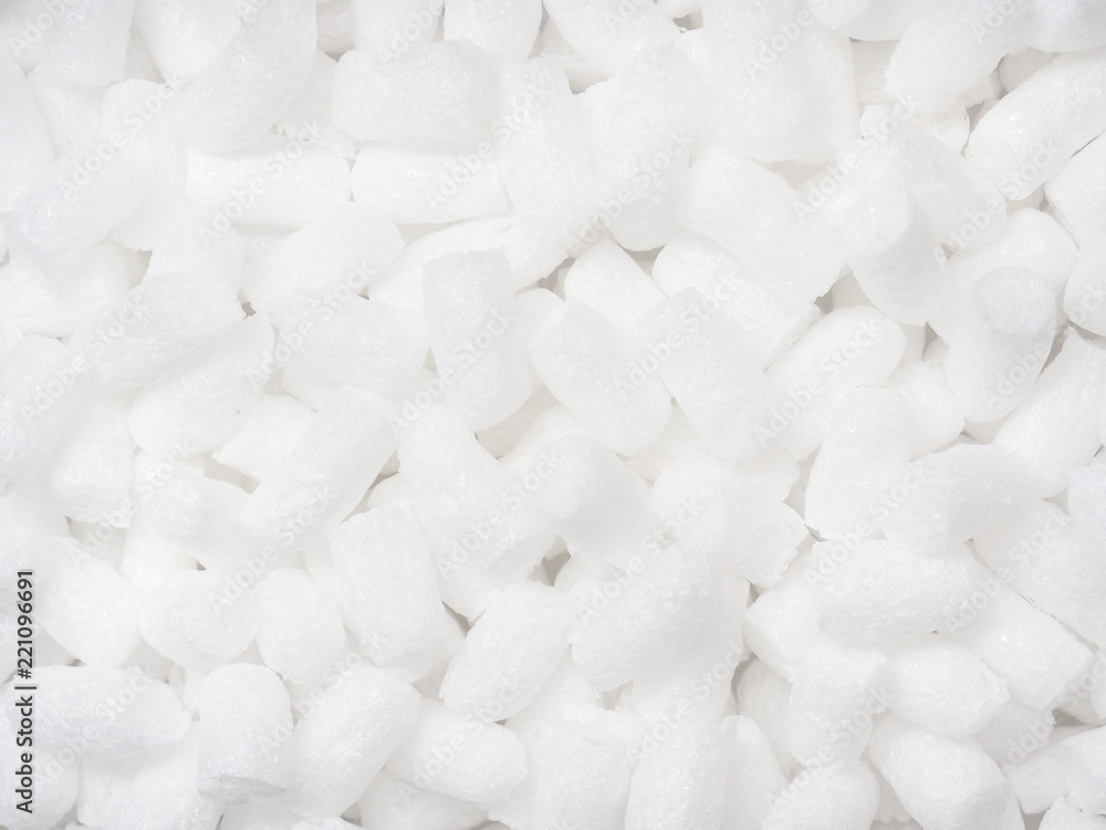 Filler packing background. Packaging foam pellets texture, top view ...