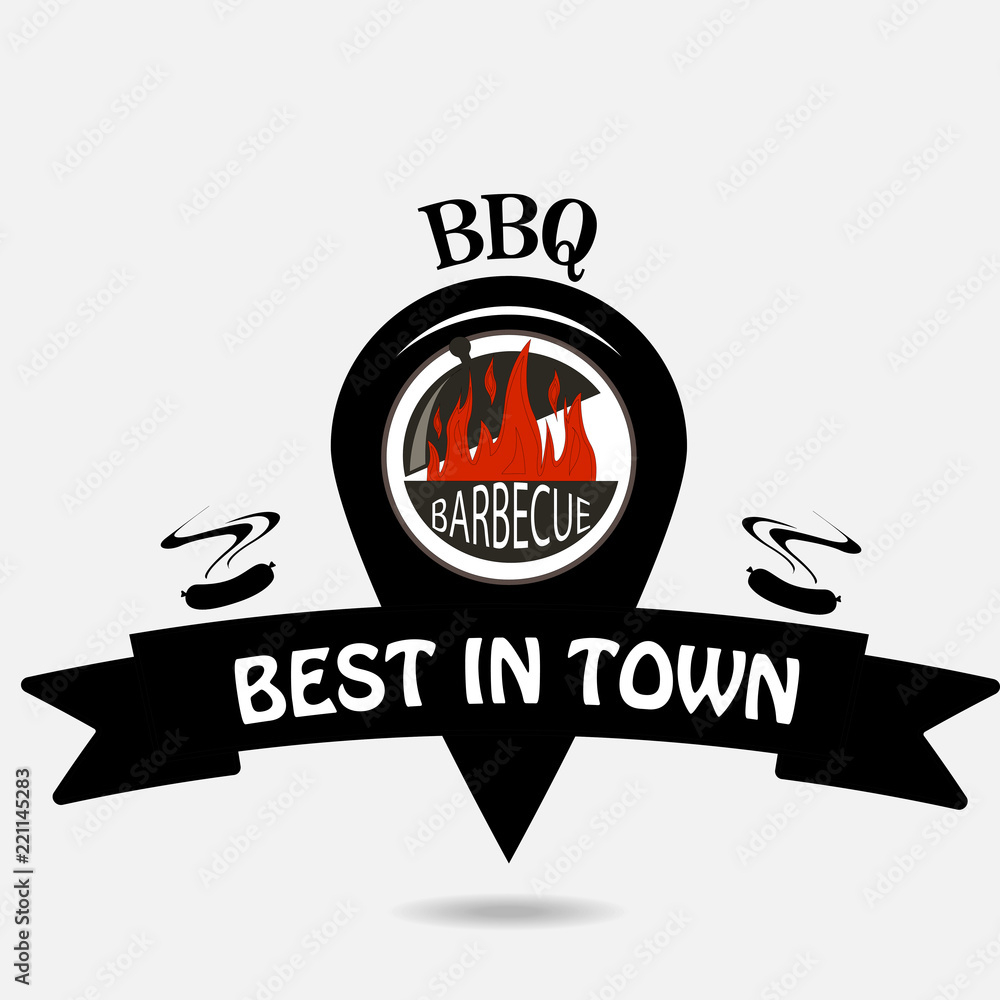 Barbeque logo location. Barbecue food location icon vector illustration ...