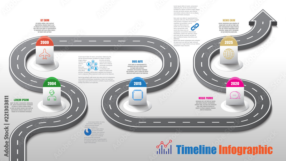 Vector de Stock Business road map timeline infographic template with ...