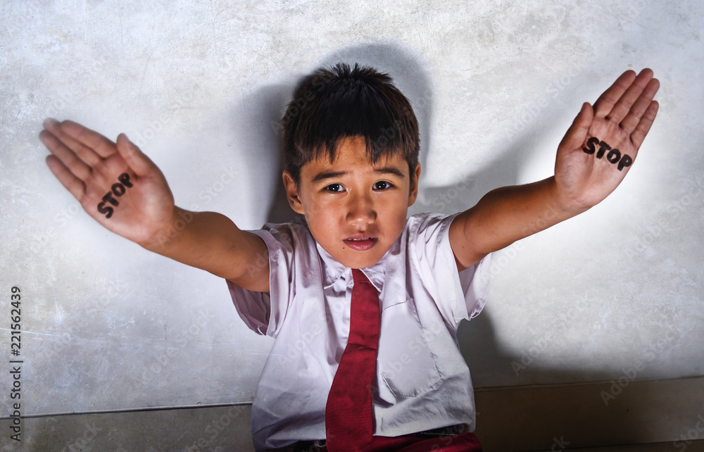 young kid sad and depressed suffering bullying problem and abuse at ...