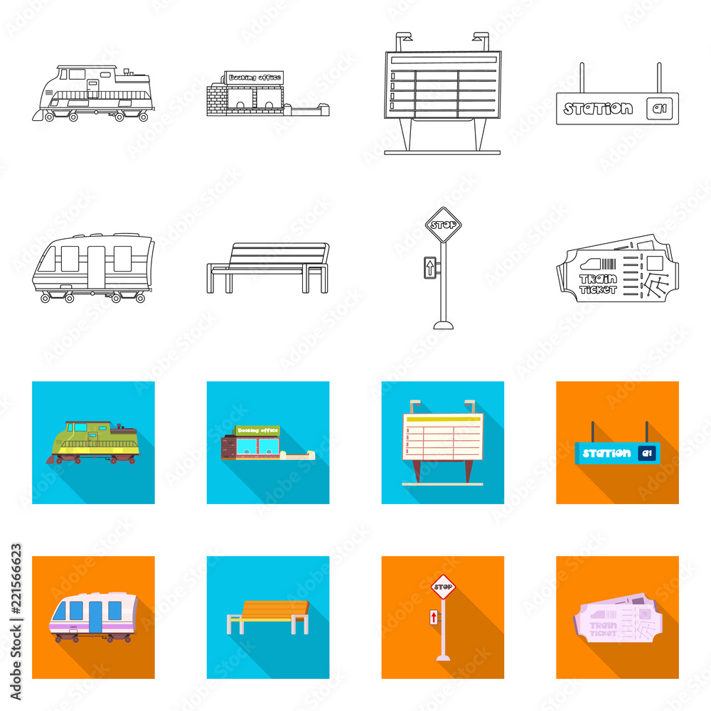 Isolated object of train and station symbol. Collection of train and ...