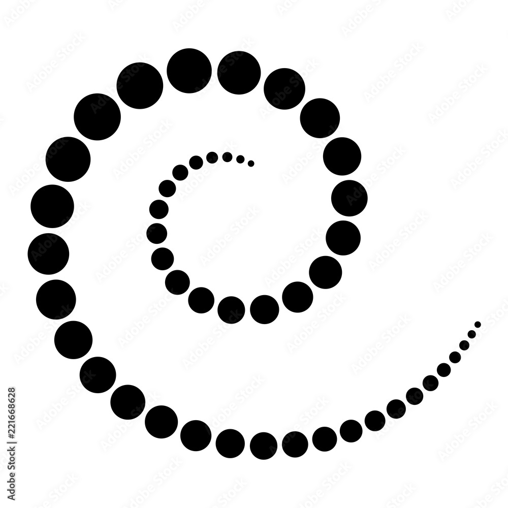 Spiral made of black dots. Increasing points from the center of the ...