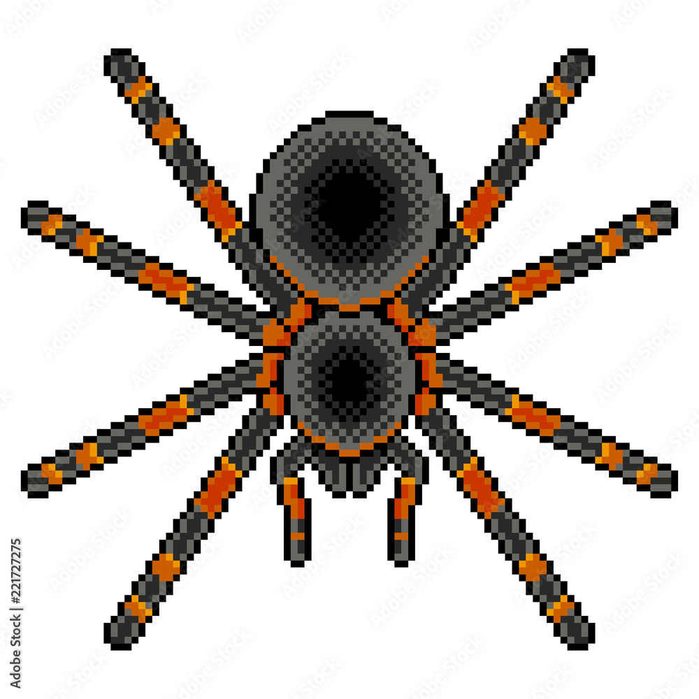 Pixel art tarantula spider detailed isolated vector Stock Vector ...