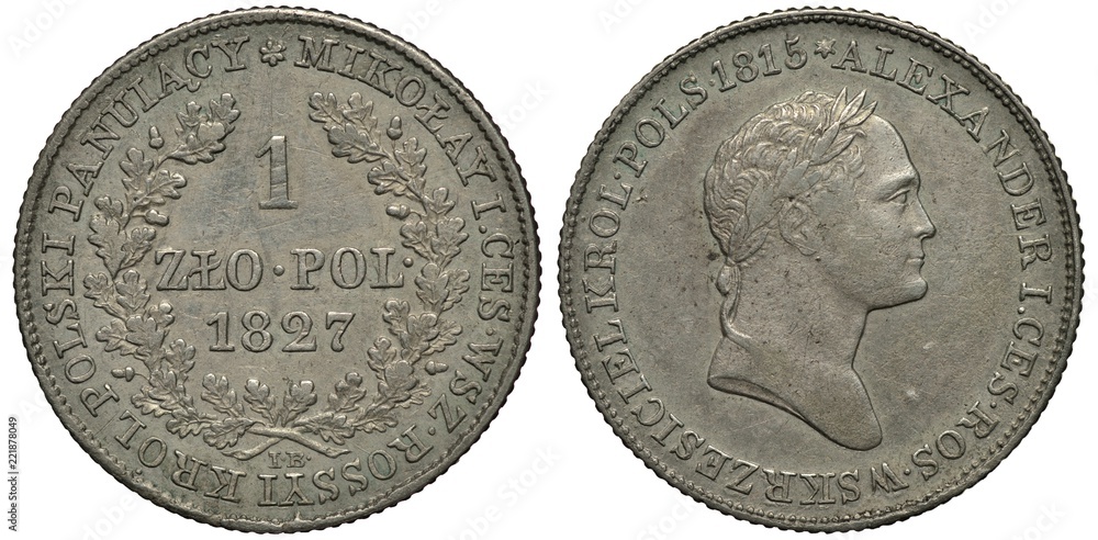 Poland Polish silver coin 1 one zloty 1827, Russian Rule, value and ...