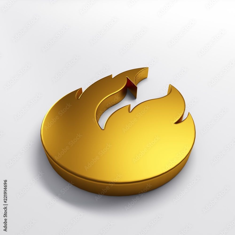 Gold fire flame with negative space. 3D render illustration Stock ...