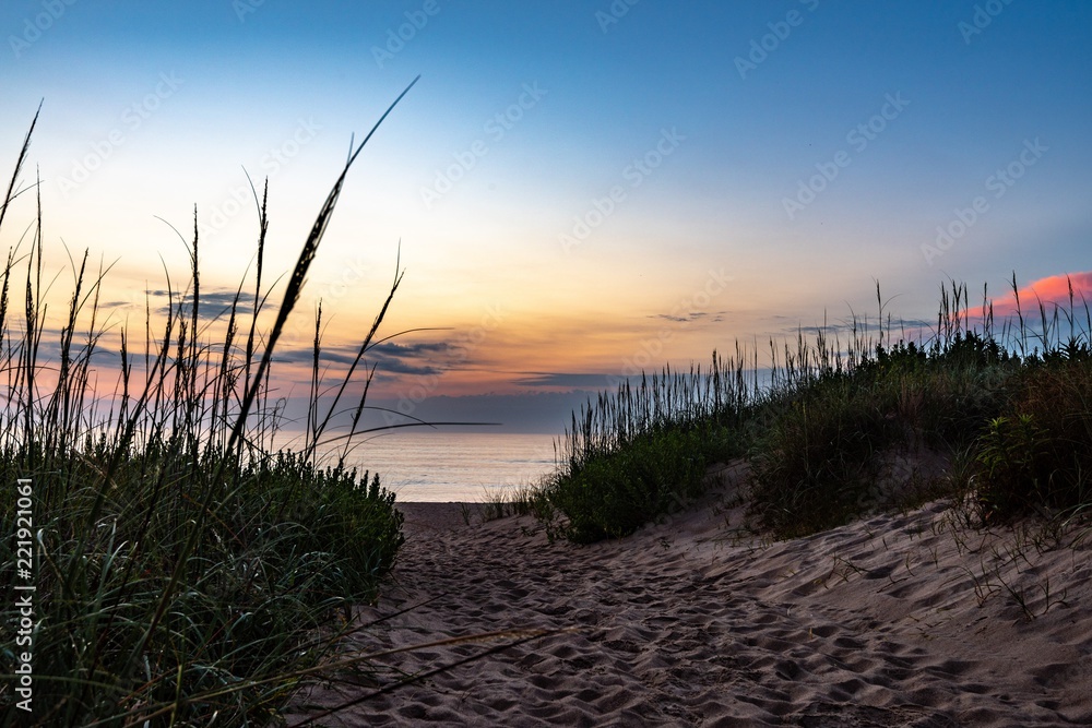 Sunrise on the beach at Kill Devil Hills North Carolina in the Outer ...