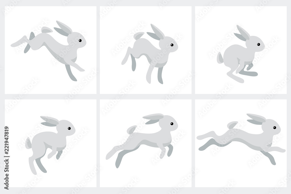 Cartoon running rabbit animation sprite sheet isolated on white ...