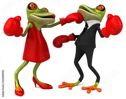 Fun frogs fighting - 3D Illustration Illustration Stock | Adobe Stock