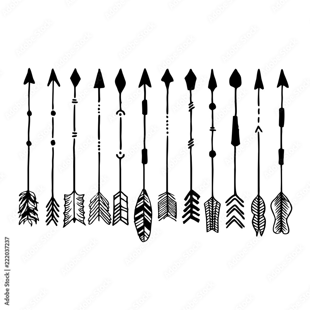 Camping symbols. Set of hand drawn arrows. Stock Vector | Adobe Stock