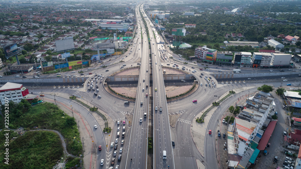 Traffic of Highway road or four stop streed intersection circle network ...