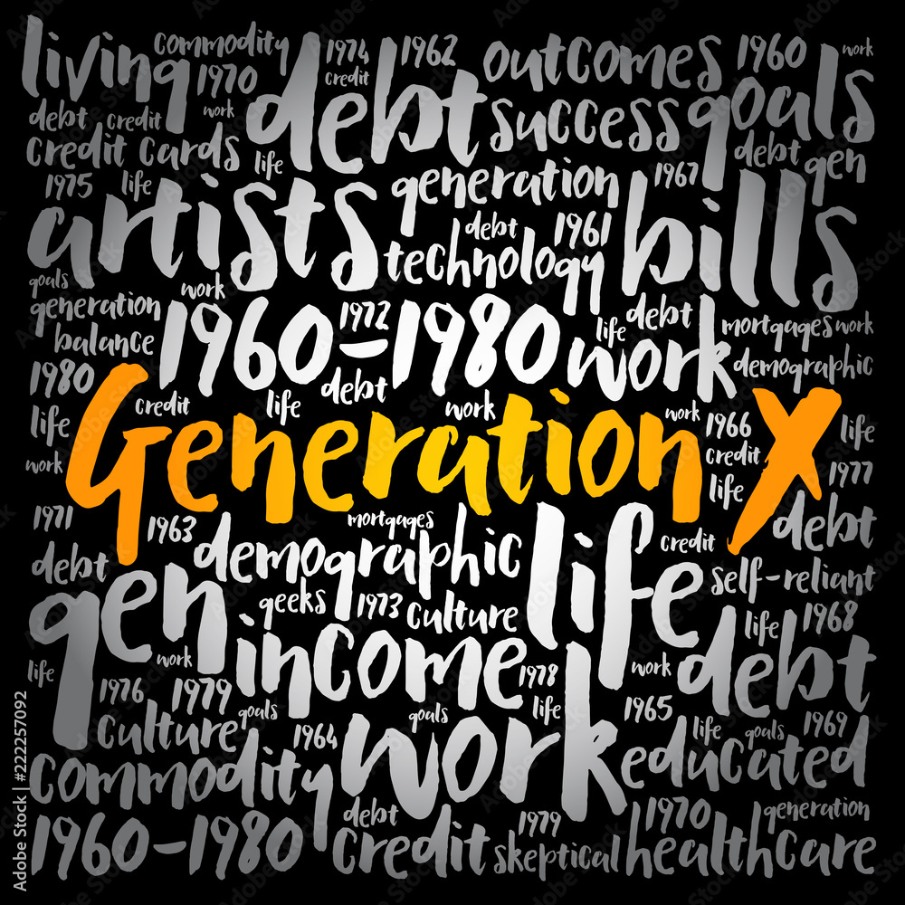 Generation X Word Cloud Concept collage background Stock Vector | Adobe ...