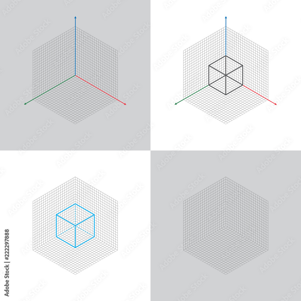 isometric view, 3d coordinates axis Stock Vector | Adobe Stock