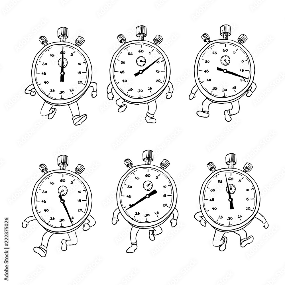 Stopwatch Running Run Cycle Drawing Sequence Stock Vector | Adobe Stock
