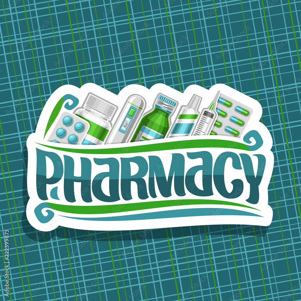 Стоковое векторное изображение «Vector logo for Pharmacy, cut paper ...