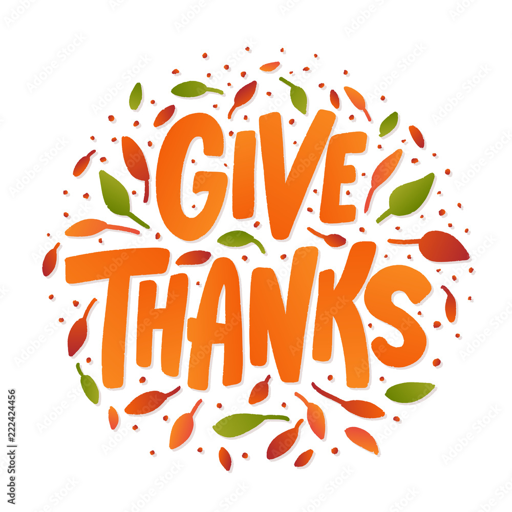 Give thanks. Hand drawn text Lettering card. Vector illustration ...