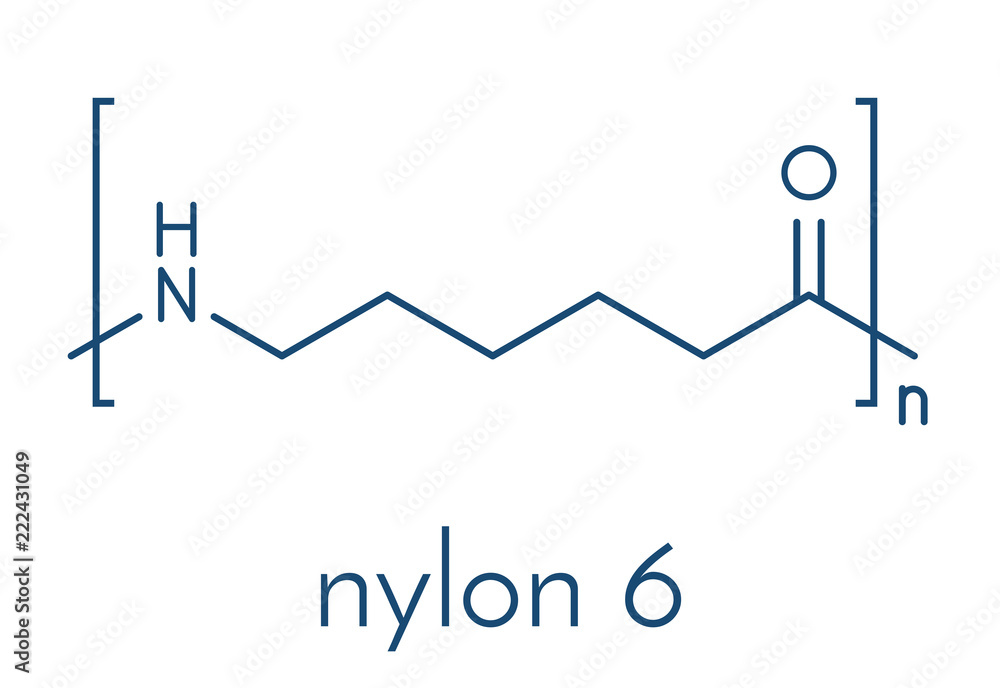 Vektor Polycaprolactam (nylon 6) polymer, chemical structure. Polyamide ...