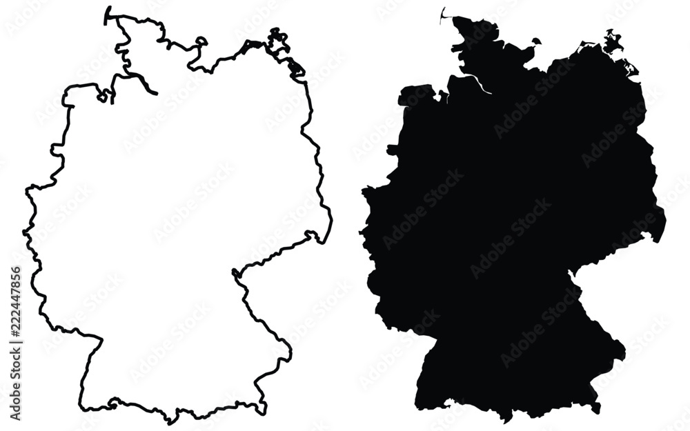 Simple (only sharp corners) map of Germany vector drawing. Mercator ...