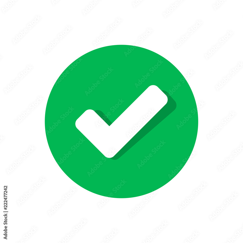 Check mark icon in flat style. Ok, accept vector illustration on white ...