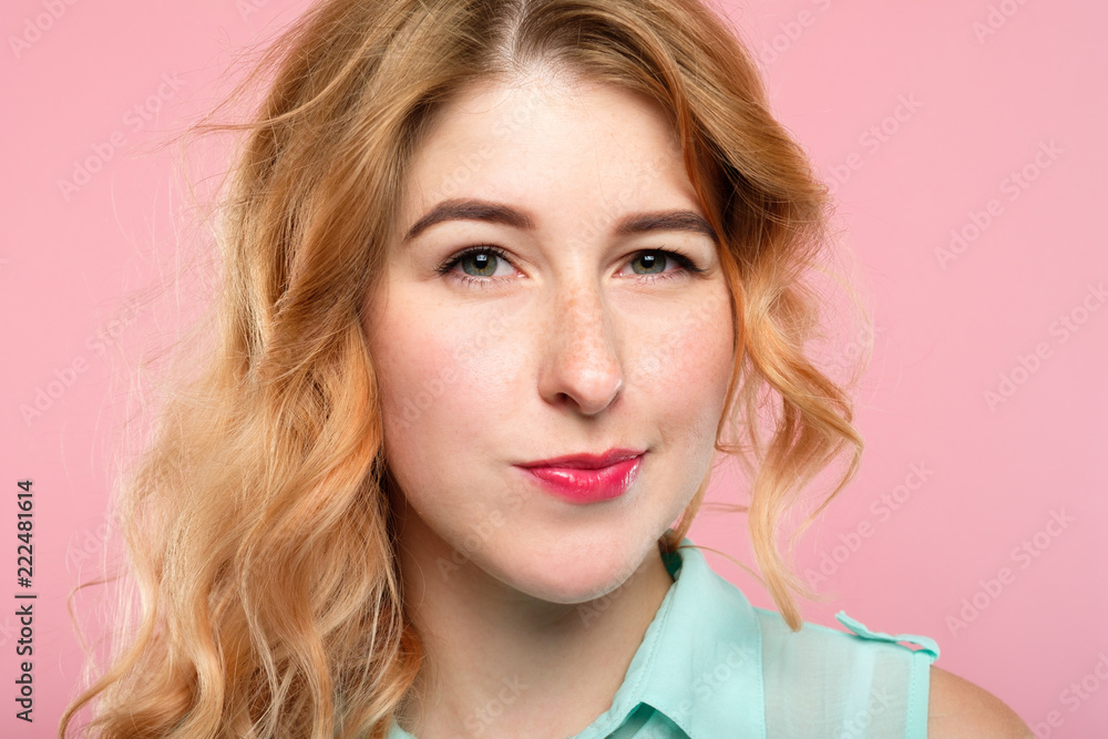 emotion face. suspicious thoughtful dubious skeptic distrustful woman ...