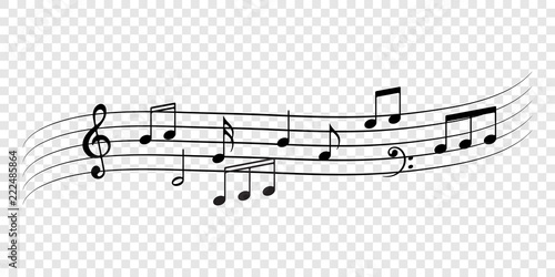 Music notes flow background. Vector music note tune art decoration for ... Music notes flow background. Vector music note tune art decoration for ...