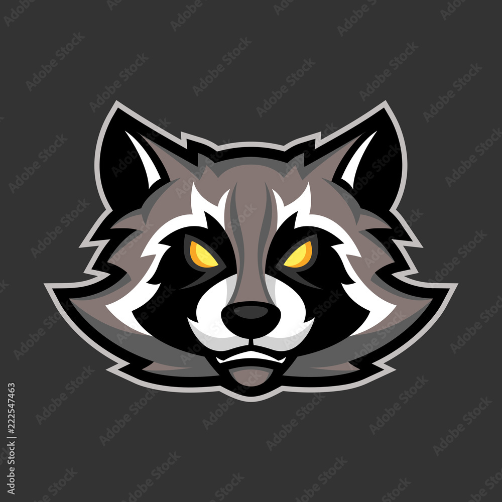 raccoon mascot, Sport or esports racoon logo emblem Stock Vector ...