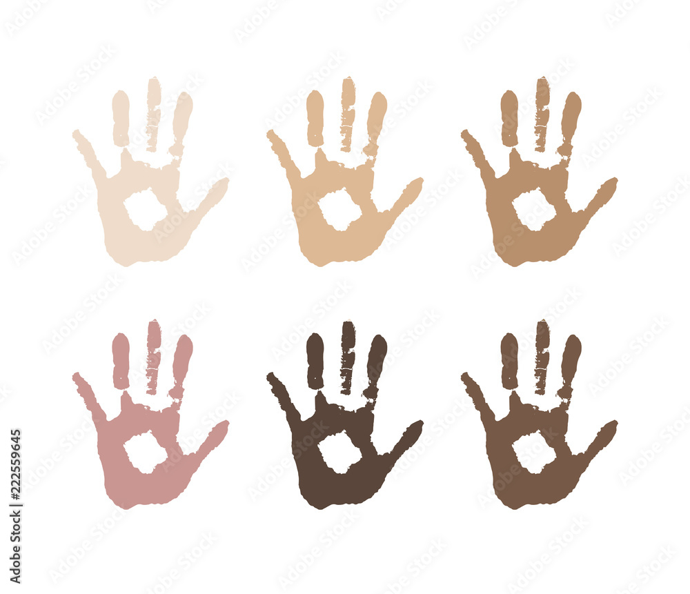 vectorial image of the palm of the skin color. Racism, race. different ...