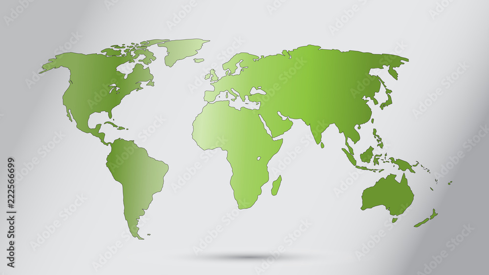 World Map Vector, Ecology Concept, Green World, Flat Earth Map For ...